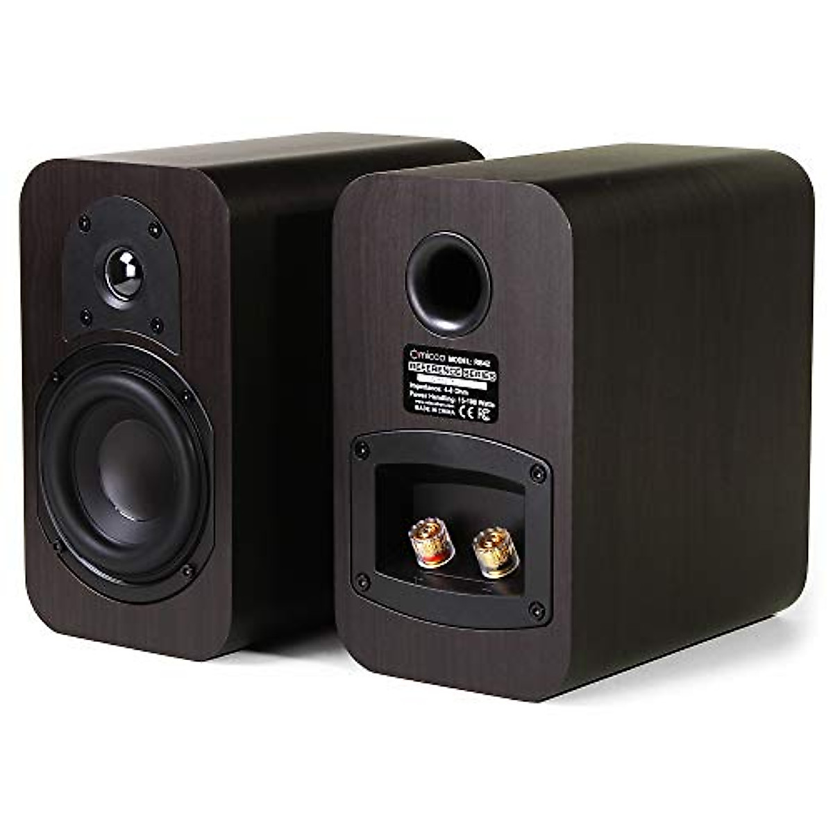 Micca RB42 Reference Bookshelf Speaker with 4-Inch Woofer and Silk Tweeter (Dark Walnut, Pair)