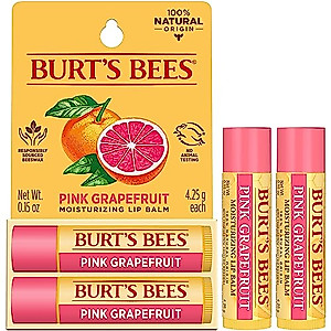 Burt's Bees Lip Balm - Pink Grapefruit, Lip Moisturizer With Responsibly Sourced Beeswax, Tint-Free, Natural Origin Conditioning Treatment, 2 Tubes, 0.15 oz.