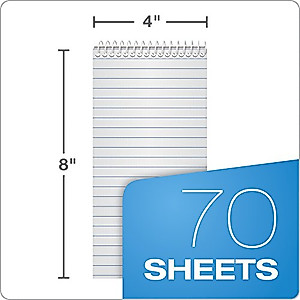TOPS Reporter's Notebooks, 4" x 8", Wide Rule, 70 Sheets, 4 Pack (80304)