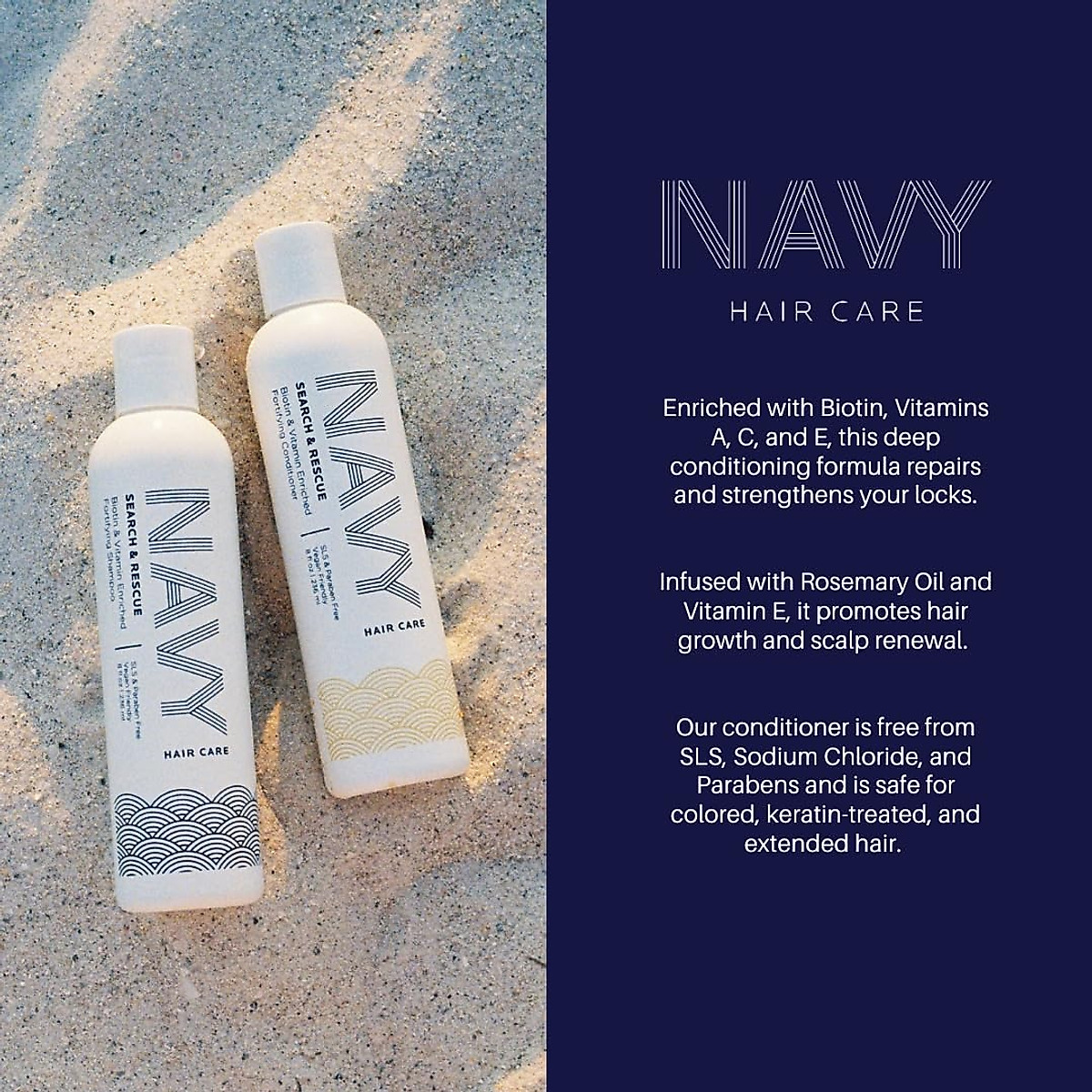 NAVY Hair Care Shampoo and Conditioner Set for Volumizing Fine Hairs - Search and Rescue Kit 16 Fl Oz