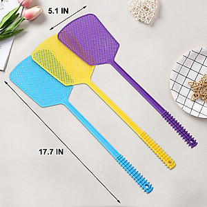 Fly Swatter,Plastic Flyswatters Multi-Pack,6 Bulk Vibrant Colorful Fly Killer,Long Handle Bug Swatter for Indoor and Outdoor