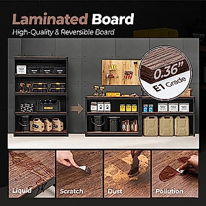 HOMEDANT House Z-Beam 48" Wide Heavy Duty Garage Storage Shelving Adjustable 5-Tier Metal Shelves Laminated Wood Organization Shelf Industrial Utility Rack for Pantry Shed Warehouse Office Store 1Pack