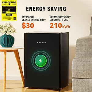 Nooody 2.6 Cu.Ft Mini Fridge, Mini Refrigerator for Bedroom, Dorm Fridge with Freezer, Reversible Door for Room and Office, Adjustable Temperature