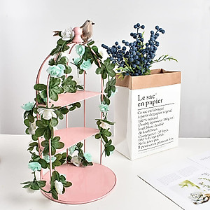 VIOCIWUO Artificial Rose Vine Plant 5 Pack 41 FT, Fake Flower Hanging Rose Ivy Garland for Home Kitchen Office Garden Wedding Art Decorations(Blue&White)