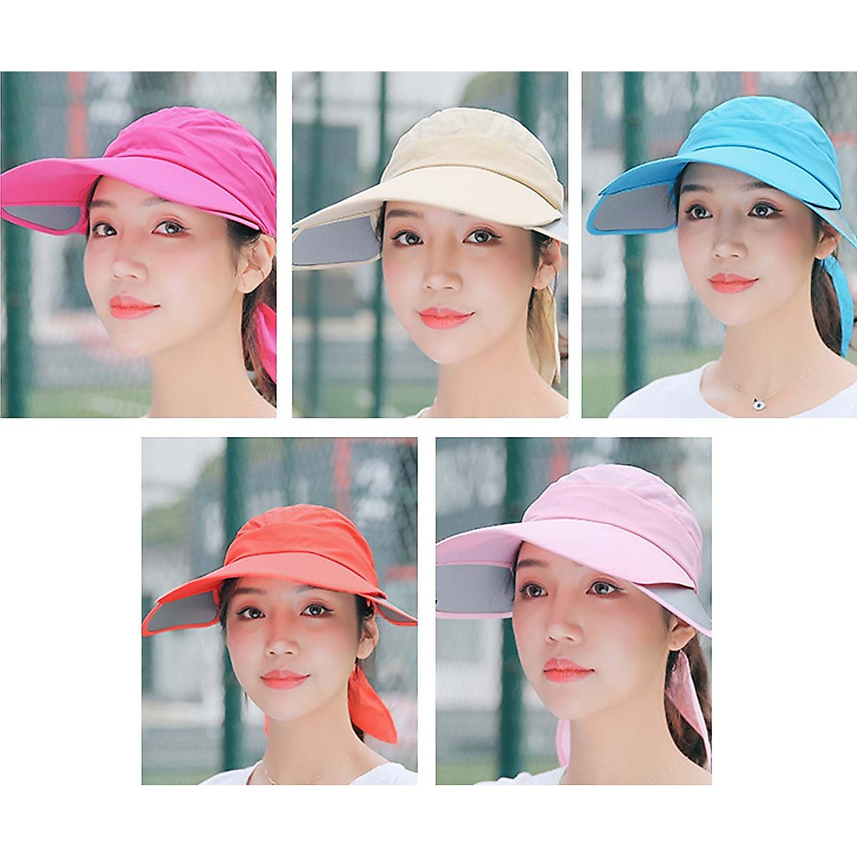 YEKEYI Sun Hats Wide Brim Beach Fishing Hat Baseball Cap UPF 50+ Anti UV with Retractable Visor Unisex Blue