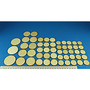LITKO Miniature Base Set | Assorted Figure Stands | Wargames | Role-Playing Games | Laser-Cut 3mm Plywood | 25mm | 30mm | 40mm | 50mm (53 Pack Round Skirmish)