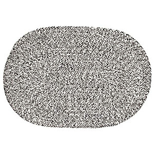 Super Area Rugs Farmhouse Braided Rug Cotton Kitchen Reversible Carpet, Black & White, 2' X 3' Oval