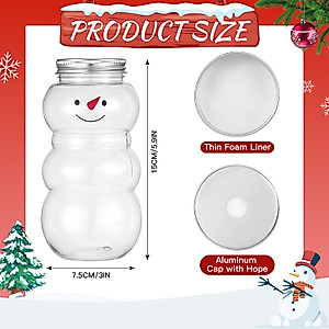 Sliner 20 Pack Christmas Plastic Juice Bottle 17 Oz Snowman Shaped Reusable Water Bottles with Lids and Straws Empty Milk Beverage Bottle Juicing Drink Containers for Christmas Party Favor Daily Use
