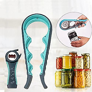 GZLT Jar Opener for Seniors with Arthritis,Jar Opener for Weak Hands,5-in-1 Bottle Opener,4-in-1 Can Opener(Blue)