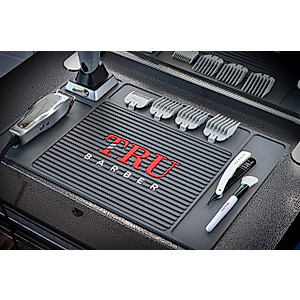 TRU BARBER Organizer Mat 18" X 13" (Charcoal Grey) Flexible PVC Station Mat, Salon Barbershop work station pads, Beauty salon tools, Counter mat for clippers, anti slip