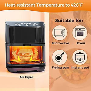 Air Fryer Paper Liners Disposable: 100PCS Round Airfryer Oven Insert Parchment Sheets Grease and Water Proof Non Stick Basket Liners for Baking Cooking from ctizne