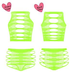 MissAvid Womens Lingerie Set Lace Fishnet Bodysuit Sexy Babydoll 4 Pack