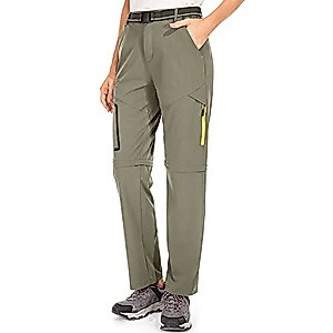 Women's Hiking Pants Zip-Off Convertible Quick Dry Lightweight Outdoor Fishing Pants with Zipper Pocketss #5818F-Light Green-8