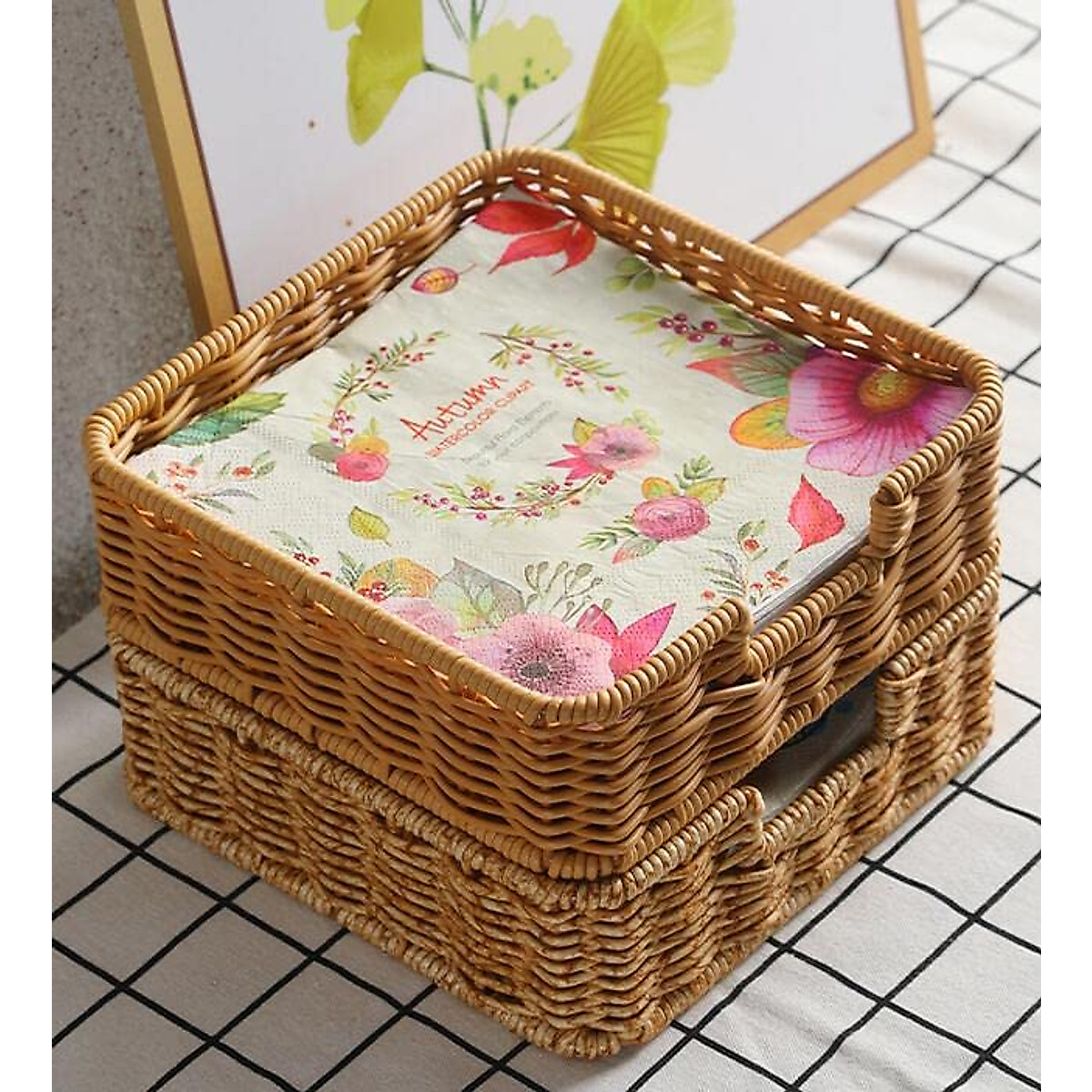 123Arts 2pcs Square Napkin Holders, Plastic Table Paper Towel Holders for Restaurant Home Decor,7.4 Inches