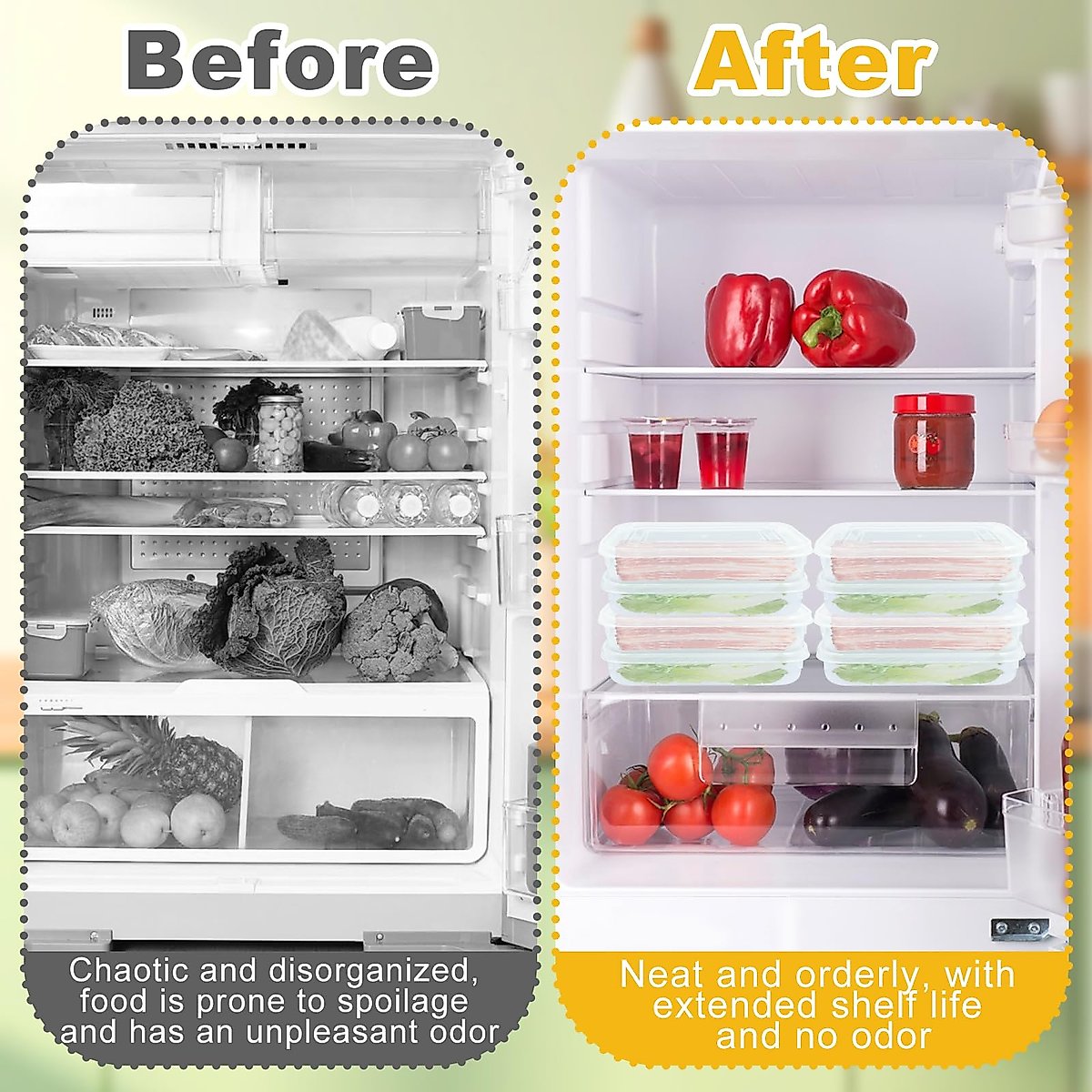 KKONHII Bacon Keeper, 8 Pcs Deli Meat Container for Fridge Plastic Saver Container with Lids and 2 Bacon Clip Airtight Cold Cuts Cheese Container Food Storage Box Shallow Low Christmas Cookie Holder