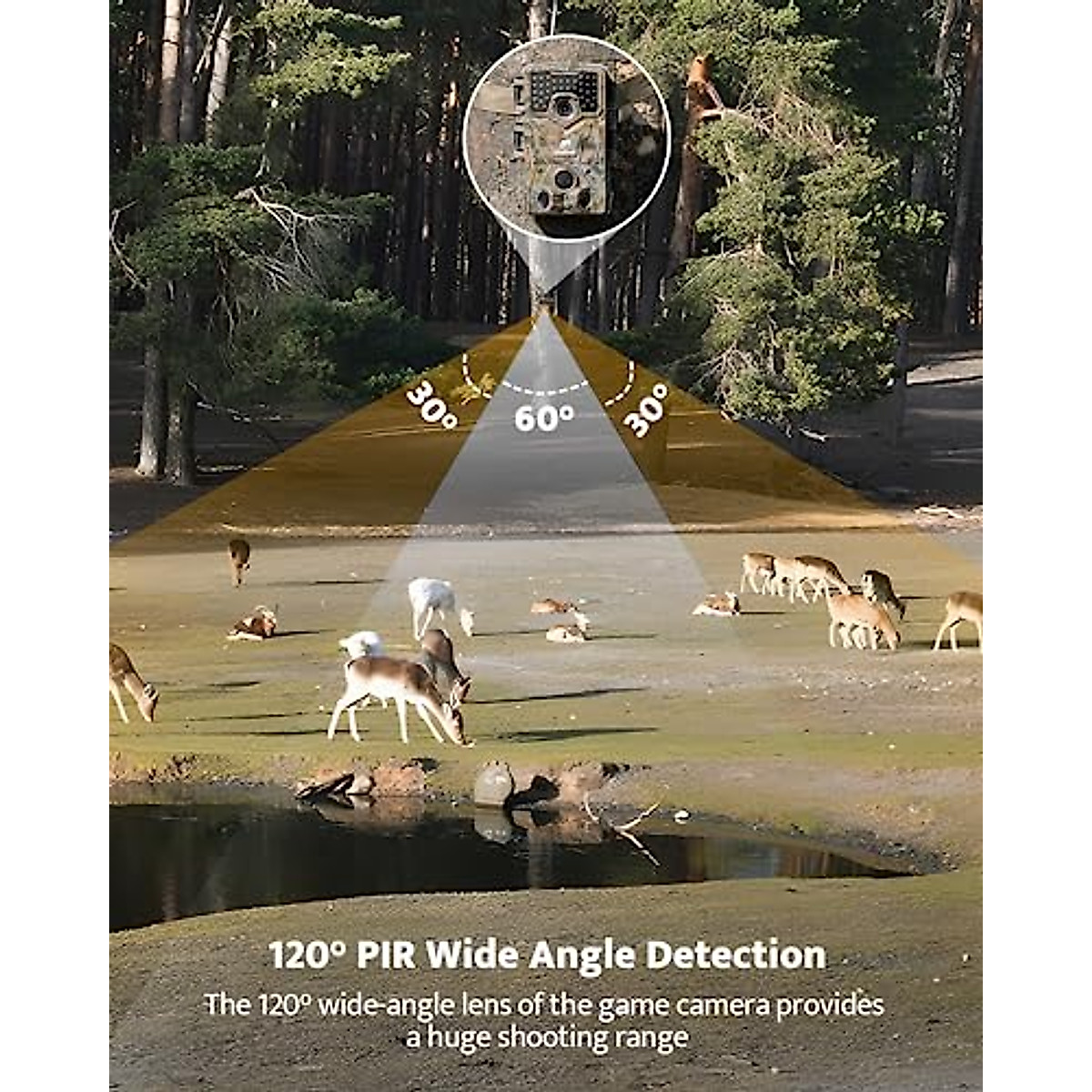 usogood Trail Camera 36MP 4K 30fps Game Camera with Night Vision Motion Activated IP66 Waterproof, 65ft 120° Wide Angle Detection Hunting Camera, for Outdoor Garden Backyard Wildlife Monitoring