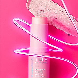TULA Skin Care Rose Glow & Get It Cooling & Brightening Eye Balm | Dark Circle Under Eye Treatment, Instantly Hydrate and Brighten Undereye Area, Perfect to Use On-the-go | 0.35 oz.
