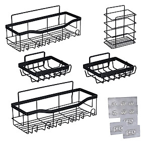 Shower Shelves, Shower Caddies, Set of 5 Shower Racks, Bathroom Organizer, Shower Organization Aesthetic, Shampoo Holder