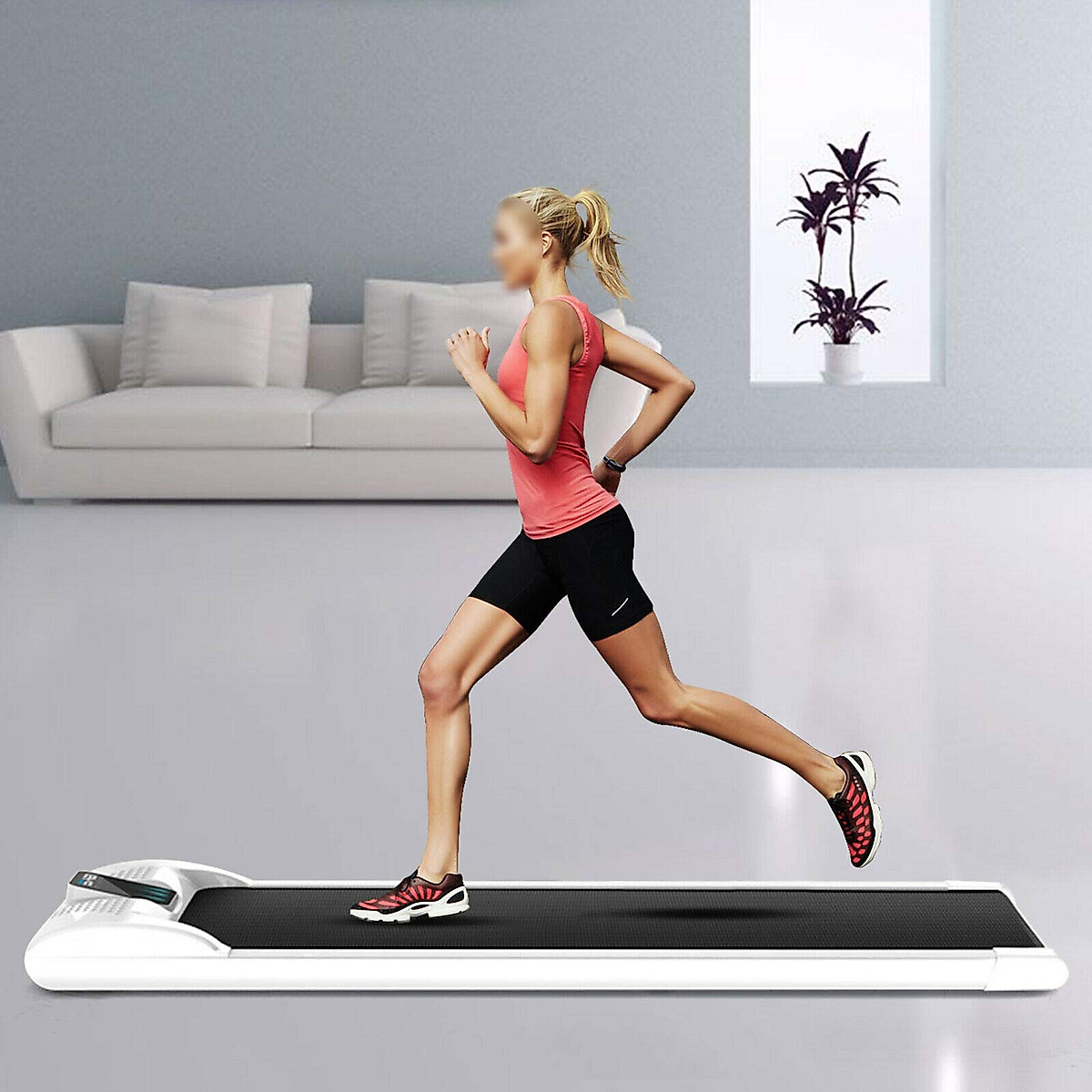 Slim Flat Treadmill Under Desk Treadmill,0.5HP Electric Treadmill Walking Jogging Machine with Remote Control and Touchable LED Display for Home Office 1-7KM/H