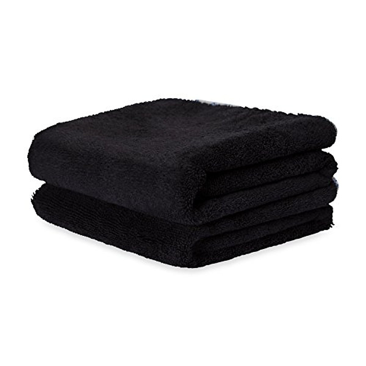 MW Pro Detail Microfiber Car Towels (24"x 36") | 400 GSM | 80/20 Blend | Tagless | Soft Satin Piped Edges | All-Purpose Auto Detailing - Wax, Buff, Polish, Wash, Dry | 2 Pack (Black)