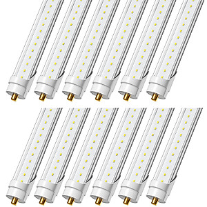 ONLYLUX 8 Foot Led Lights, T8 96" 45Watt FA8 Single Pin LED Shop Lights 5850LM, Ballast Bypass, 6000k, F96 8ft Led Bulbs Fluorescent Replacement,Workshop, Warehouse, Clear Cover(12 Pack)