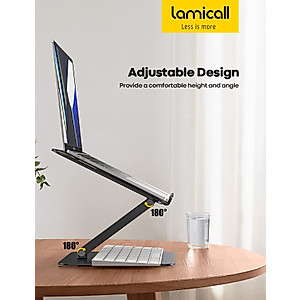 Lamicall Adjustable Laptop Stand, Laptop Stand for Desk, Portable Laptop Riser,Ergonomic Computer Notebook Stand Holder for MacBook Air Pro, Dell XPS, HP-Black