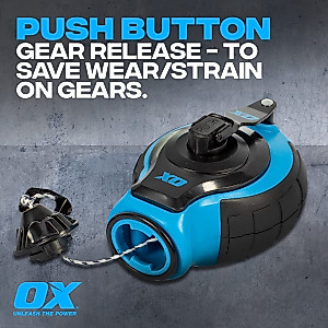 OX Tools OX-P027731 Chalk Box - 100' Thick Line, Curved Hook, 6:1 Gear Ratio, Metal Handle, Easy Top Load, Ergonomic Shape & Rubber Grips - Ideal for Deck Builders, Framers, Roofers