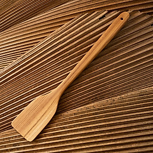 FAAY 18" Teak Long Wooden Spatula, Heavy Duty Stir Paddle for Cooking in Big Pot, Canning, Handcrafted from High Moist Resistance Teak, Wooden Spoon Flat for Brewing, Grill, Mixing, Stirring, Decor