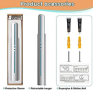 Vaselin Invisible Clothes Drying Rack, Retractable Clothes Drying Rack, Wall Mounted Clothes Drying Rack, for Laundry Room Space 13.7 x 1.85x 0.51inches