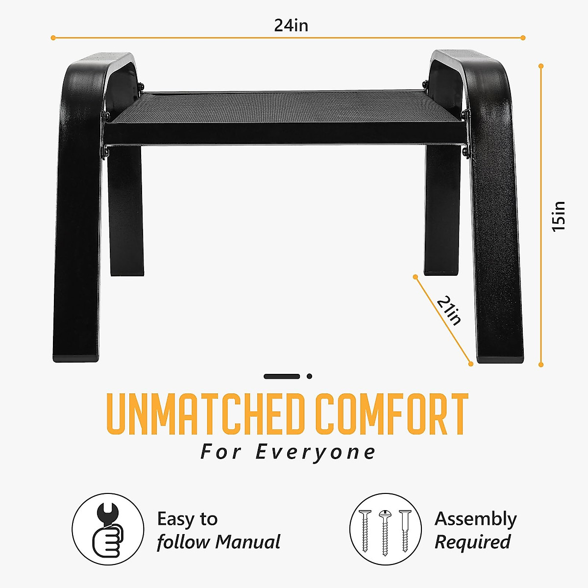 Deugold Outddor Patio Ottoman 2 Set All Weather Outdoor Foot Rest Patio Furniture Coffee Table for Garden Backyard Porch Black