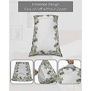 Edwiinsa Tropical Plants Pillow Covers King Standard Set of 2 20x36 Bed Pillow, Summer Lemon Tree Teal Peacock Plush Soft Comfort for Hair/Skin Cooling Pillowcases with Envelop Closure