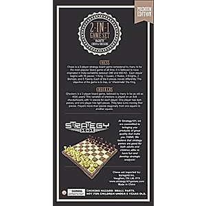 Checkers Game Board - 2 in 1 Folding and Magnetic Chess Game. Great for Travel Chess Set Strategy Game is 12.5 x 12.5, International Chess Set