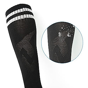 Aoneky Big Kids age 8+ and Youth Long Soccer Socks (Black)