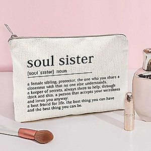 Soul Sister Definition Birthday Gift For Her Soul Sister Gift Bestie Gift Linen Style Make up Bag Birthday Gift for Mum Friends Sister Aunt