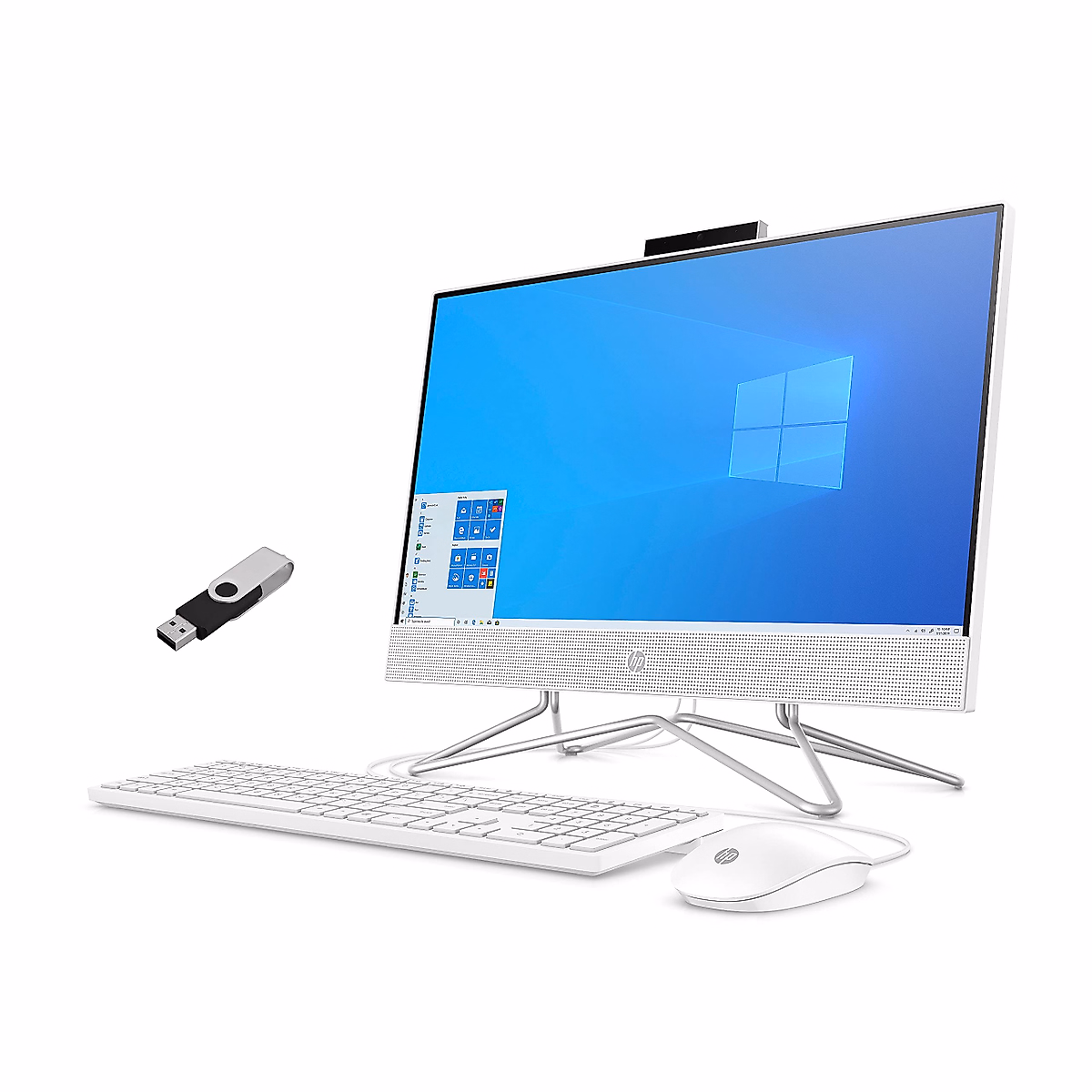 HP 2022 22-inch FHD All-in-One Desktop Computer - Quad-Core Intel Pentium J5040-16GB DDR4 RAM-512GB SSD - WiFi Bluetooth RJ45 LAN - Windows 11 Pro - Snow White w/RATZK 32GB USB
