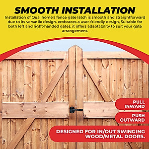 Self Locking Automatic Gravity Lever Fence Gate Latch, Steel, Black