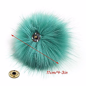 Pack of 6 Detachable Faux Fox Fur Pom Poms for Hats with Snap 4.3inch/11CM DIY Handmade Accessories (Hot Mix)