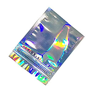 Silver Aluminum Foil Food Storage Packaging Bags with Front Window Zipper Lock Heat Sealable for Zip Reclosable Mylar Lock Package Pouches (100, 8.5x13cm (3.3x5.1 inch))