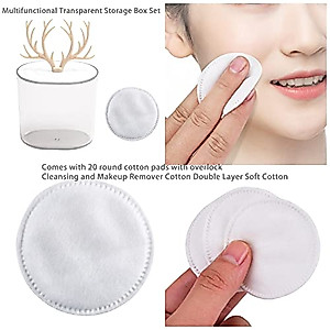 1 piece cotton round 20,Qtip Holder Dispenser for Cotton Ball, Cotton Swab, Cotton Round Pads, Clear Plastic Apothecary Jar Set， for Bathroom Canister Storage Organization, Makeup Organize（lvory）