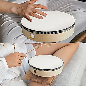 KEJJNYER Hand Drums with Drum Stick, 10 8 6 Inch Hand Drums for Adults Percussion Wood Frame Drum Musical Instrument for Party Class Home Supplies