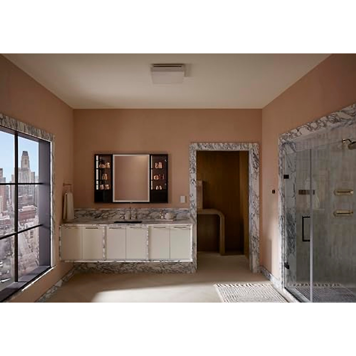 KOHLER Atmo Bathroom Exhaust Fan With Light, Ceiling Vent for Bathroom, 13-7/8" X 13-7/8"