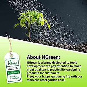 NGreen Stainless Steel Garden Hose - Flexible Metal Water Hose with Nozzle, Puncture, Rust Proof and Corrosion Resistant, Never Kink and High Pressure, Collapsible and Easy to Store (50FT)