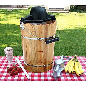 AMERIHOME ICM6C 6-Quart Old Fashion Ice Cream Maker,Brown