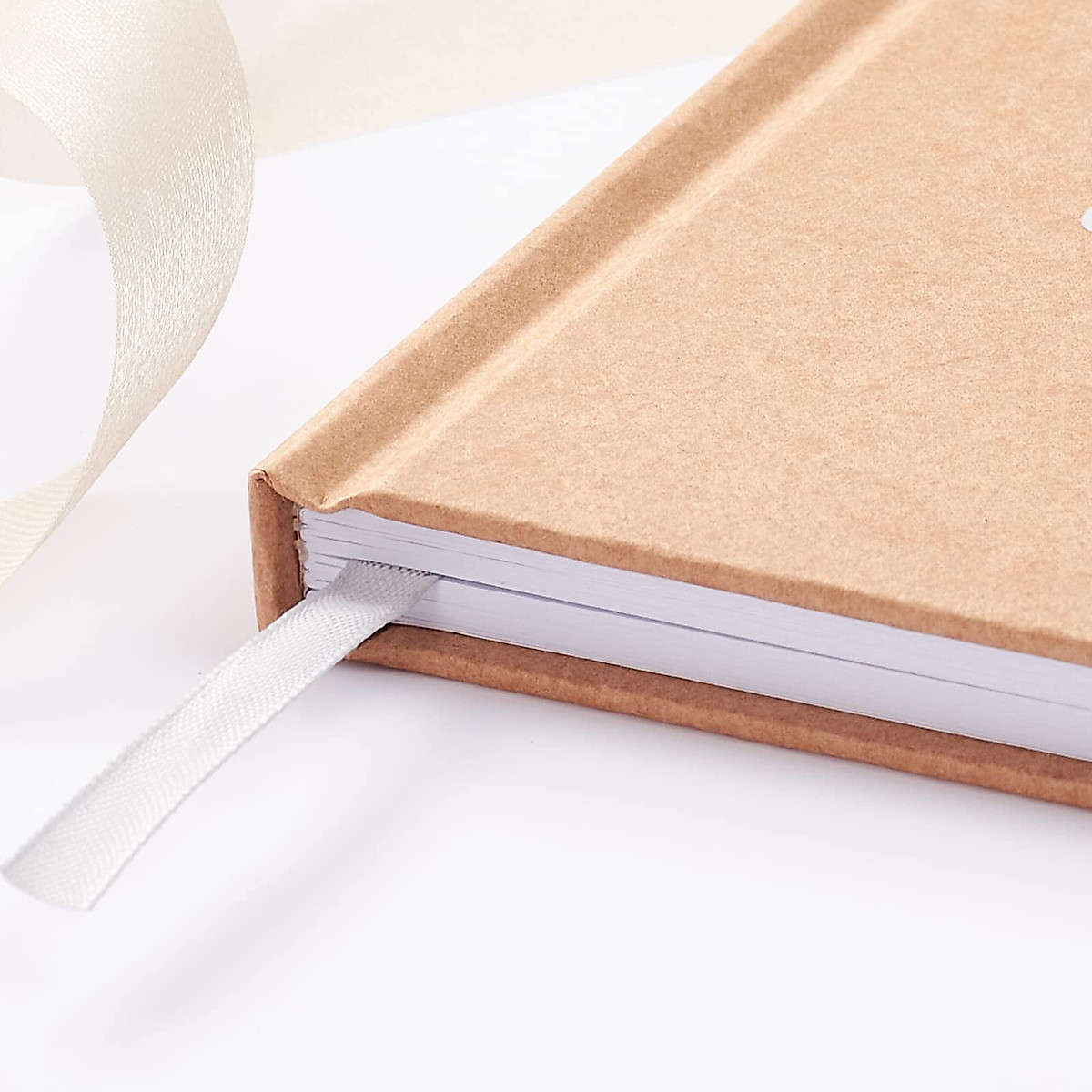 TRULIVA Rustic Wedding Guest Book, Sign in Guestbook for Wedding Reception, Kraft Paper Hard Cover, 7" x 9" (Unlined Guestbook)