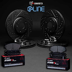 R1 Concepts Front Rear Brakes and Rotors Kit |Front Rear Brake Pads| Brake Rotors and Pads| Optimum OEp Brake Pads and Rotors| Hardware Kit|fits 2010-2022 Lexus GX460; Toyota 4Runner