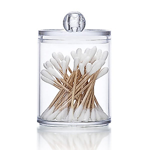Qtip Dispenser Apothecary Jars Bathroom with Lids - Organizer Qtip Holder Storage Canister Clear Plastic Acrylic Jar for Cotton Ball,Cotton Swab,Q-Tips,Cotton Rounds, Type 2