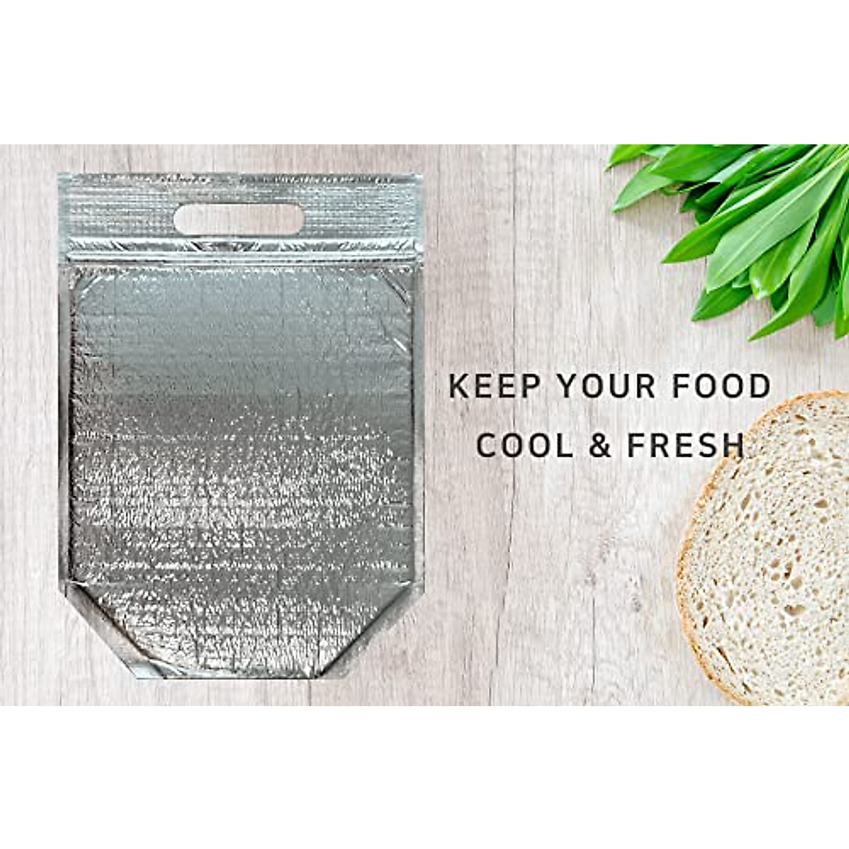 Insulated Lunch Bag with Zip Lock & Handle, Reusable Cool & Thermal Bags, Cooler Pouch, Hot & Cold, Ideal for Sandwich, Snack, Drink, Grocery, Camping (Medium_5 bags 9.8 x 11.0 inches + 5 Ice packs)