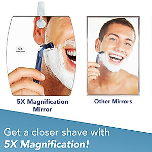 The Shave Well Company Magnifying Anti-Fog Shaving Mirror | Fogless Bathroom Handheld Mirror for Men and Women | Hanging Shower Mirror Includes Long-Lasting Removable Adhesive Hook