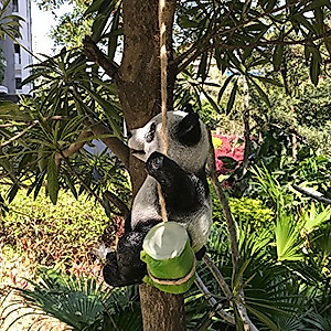 Goods247 Cute Black and White Panda Swing on Bamboo Creative Statue as Garden Decoration