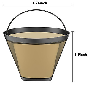 Gold Coffee filter - Permanent Reusable #4 Cone Shape metal Coffee Filter Compatible with Ninja CFP301 CFP201 Coffee Accessories - Cone Shape Coffee Filter 4 - 1PCs